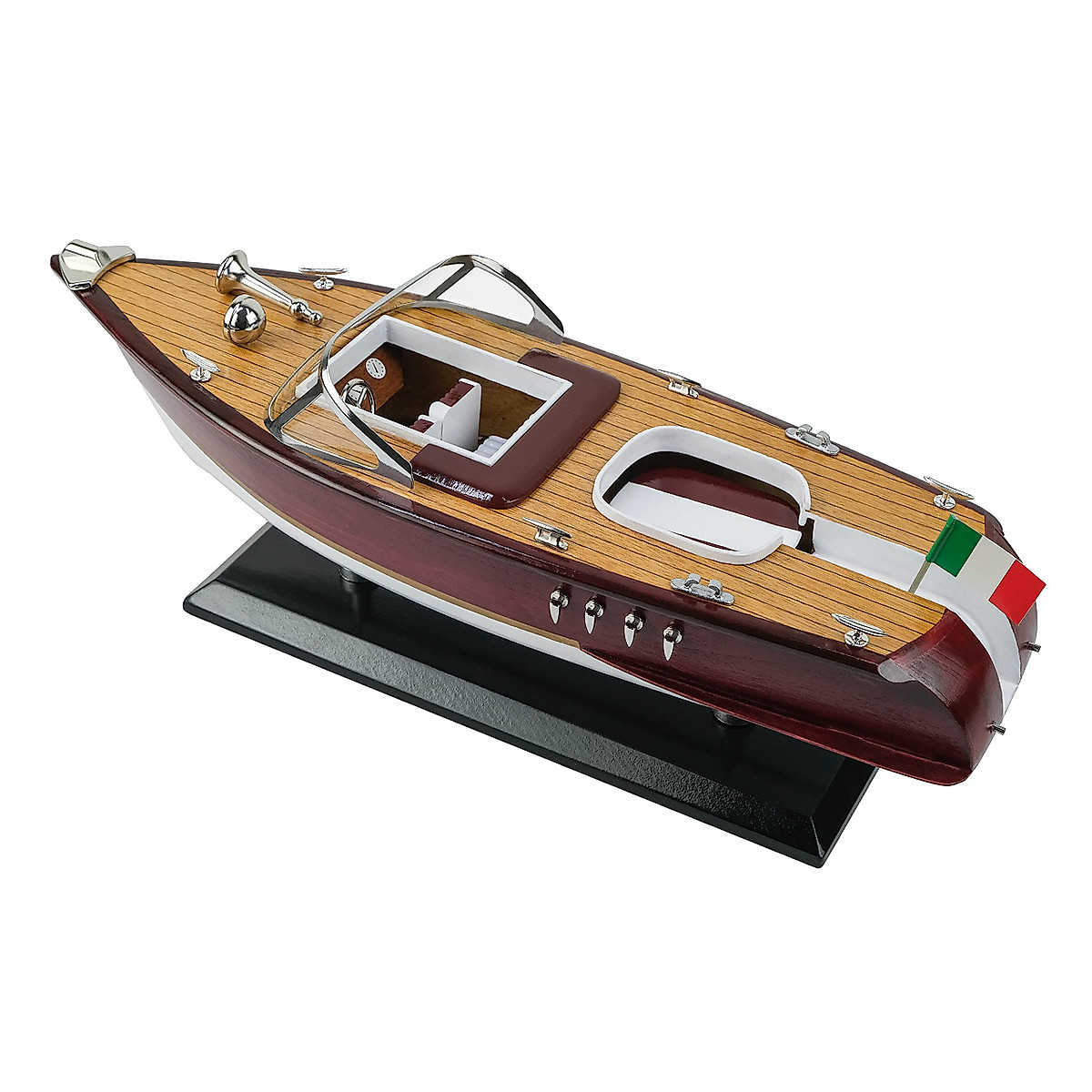 SAILINGSTORY Wooden Model Boat Riva Aquarama Speedboat 1/20 Scale Replica Runabout Boat Model Decoration
