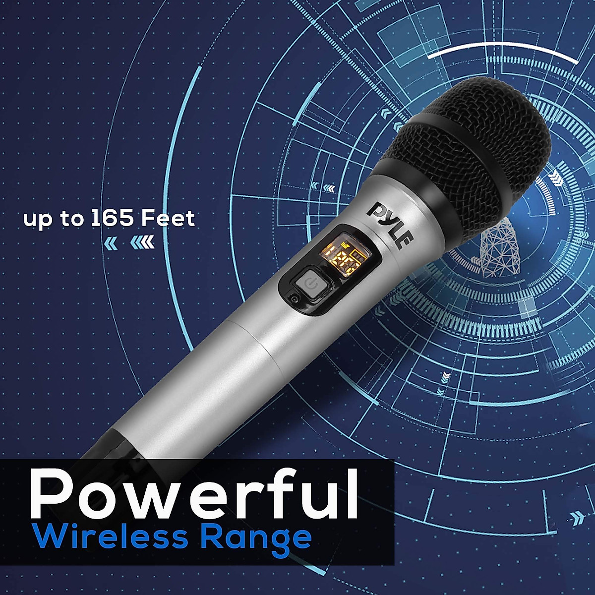 PYLE Portable UHF Wireless Microphone System - Professional Battery Operated Handheld Dynamic Unidirectional Cordless Microphone Transmitter Set w/Adapter Receiver, for PA Karaoke DJ Party - PDWMU105