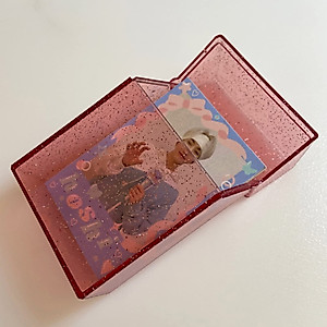 SONGBIRDTH Storage Box Transparent Dustproof Useful Shiny Fashion Photo Storage Box Pink