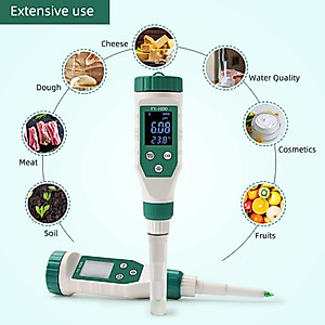 Focket 2 in 1 Smart Bluetooth PH Meter, APP Control Temp Meter, 0.01 Resolution High Accuracy PH Tester LCD Display Digital PH Meter for Drinking Water Hydroponics Aquarium