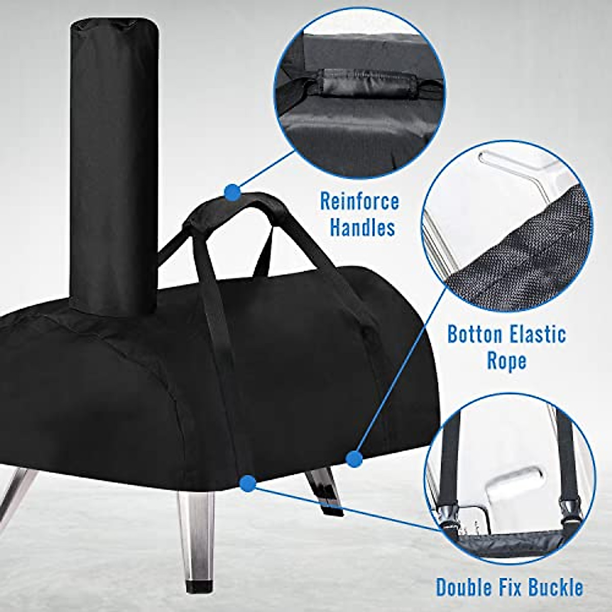 Pizza Oven Cover, Ooni Karu 12 Cover with Universal Portable Oven Cover Outdoor Pizza Oven Heavy Duty Waterproof and Weather Resistant (chimney)