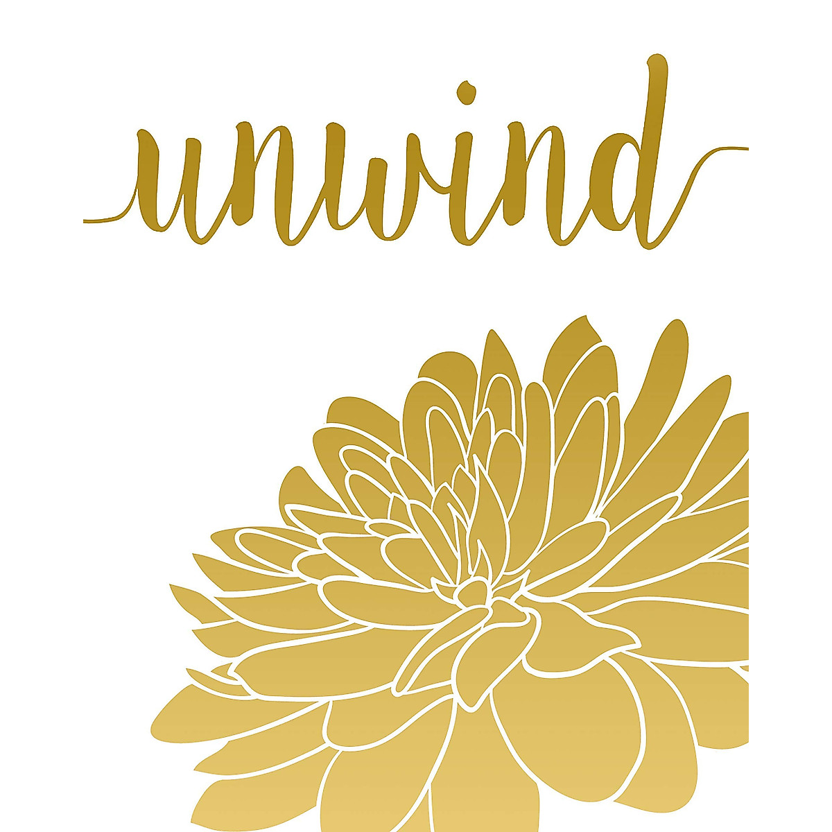 Simple Relax Soak Unwind Breathe Gold Blend Floral Prints, 4 (8x10) Unframed Photos, Wall Art Decor Gifts for Home Office Salon Lounge Bathroom School College Student Coach Yoga Garden Flowers Fan