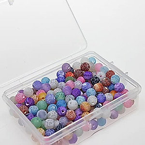 200pcs 6mm Stone Beads Kit Round Loose Gemstone Natural Multicolor Frosted Weathered Agate Beads for Bracelet Necklace Earrings Jewelry Making