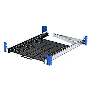 RackSolutions 1U Adjustable Vented 19 Inch Sliding Server Rack Mount Shelf with Cable Management Arm 24 Inch Deep