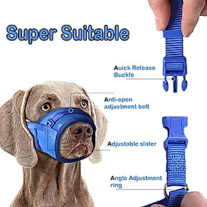 Dog Muzzle, Soft Dog Muzzle with Reflective Strip Breathable Mesh Large Dog Muzzle Prevent Biting Barking Chewing No Bark Dog Muzzle for Large Medium Small Sized Dog Outside Walking Grooming