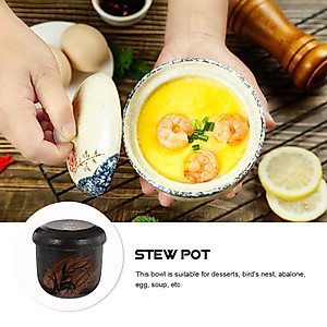 Hemoton 2 pcs Japanese Miso Soup Bowl with Lid Chawanmushi Cups Traditional Ceramic Ramen Bowl Lacquer Bowl Kitchen Rice Bowl Serving Bowls for Home Kitchen Brown