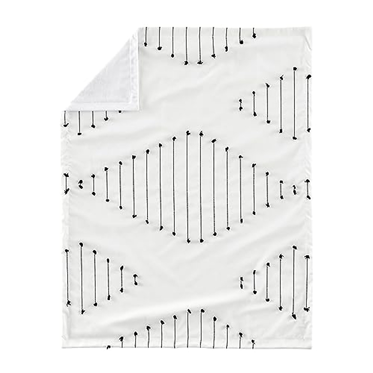 Sweet Jojo Designs Black and White Boho Stitch Unisex Soft Baby Blanket Receiving Security Stroller Swaddle Toddler Newborn Infant Kids Travel Warm Minky Farmhouse Bohemian Southwestern Minimalist