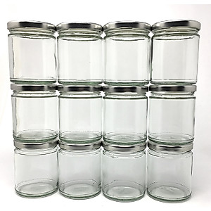 9 oz Straight Sided Glass Jar with Metal Silver Lid 12-Pack by Richards Packaging
