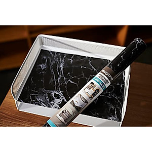 EasyLiner Adhesive Shelf Liner for Cabinets & Cupboards, Easy to Install & Cut to Fit, Self-Adhesive Shelf Paper, Peel and Stick, Easy to Clean & Removable, 90 Total Feet, Black Marble,20 in. x 15 ft.