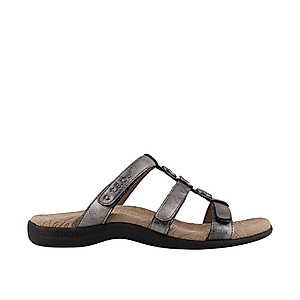 Taos Prize 4 Women's Walking Sandal - Stylish and Adjustable Three Strap Open Back Slide On Walking Sandal with Premium Arch Support and Cushioning for All Day Comfort Pewter 10 M US