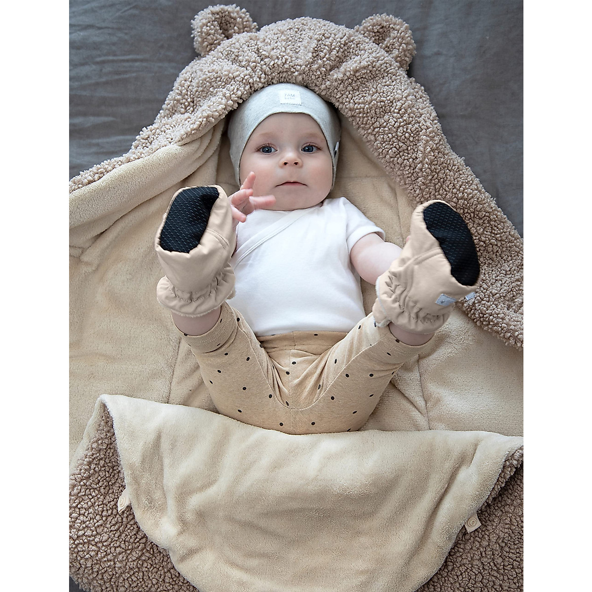 7AM Enfant Baby Booties Airy - Unisex Vegan Water Repellent with Plush Lining (Brush, us_footwear_size_system, infant, age_range, narrow, 6_months, 12_months)