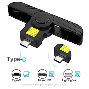 USB C DOD Military Type C Common Access CAC Smart Card Reader and ID CAC Card Reader,Compatible with Mac Os, Windows,Linux-Mini Foldable