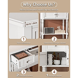 Knowlife Console Table with 2-Door Cabinet & 2 Drawers, Sofa Tables, Entryway Table with Storage Shelf, Coffee Bar Buffet Sideboard for Kitchen, Hallway, Dining, Living Room, White