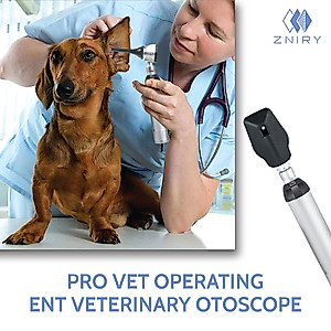Zniry Veterinary Otoscope Opthalmoscope LED ENT Diagnostic Set, with Diagnostic Premium Instruments Vet Otoscope Set, Otoscope for Dogs, Pet Otoscope
