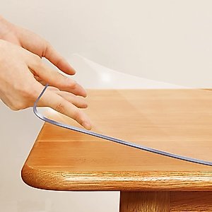 PVC Clear Table Protector - Multisize Thick Transparent Plastic Desk Cover, Rectangular Night Stand, Office & Computer Desk, Sofa Child Table, Small Desk Protector 12x24 in.