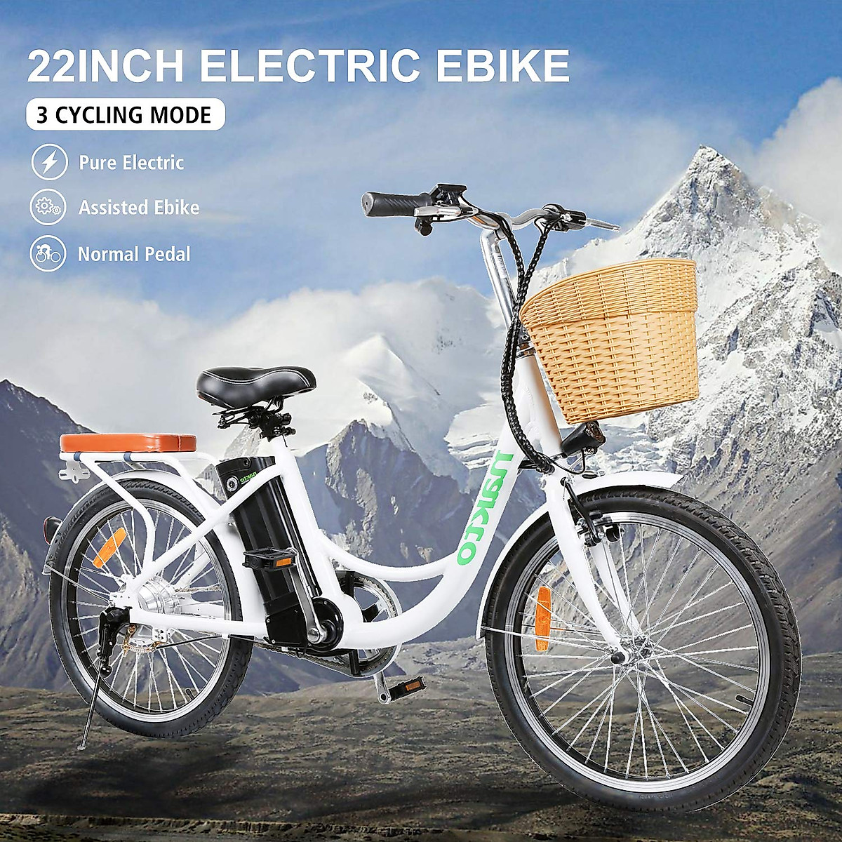 NAKTO 22" Electric Bike 250W Electric Bicycle Sporting City Ebike for Female with 36V 10Ah Lithium Battery