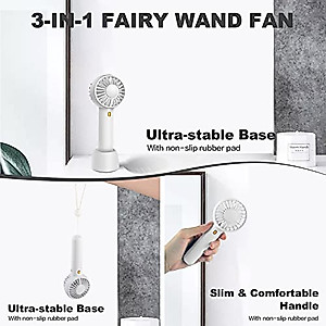 YOSHENMO MINI Portable Handheld Fan, 3 Speed Dual Motor USB Charging Personal Fan, Small Makeup Eyelash Fan ,Summer Gift for Kids Women Men Outdoor Travel Camping (Milky)