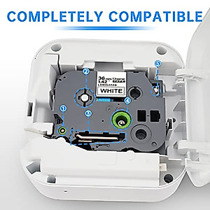 Unismar Wide Label Tape Compatible for Brother Ptouch TZe-261 TZ261 TZe261 36 mm Tape for PT-3600 PT-530 PT-550 PT-9200DX PT-9200PC PT-9700PC, 1 1/2''(1.4'') x 26.2', Black on White 2-Pack