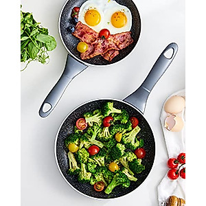 Induction Cookware Pots and Pans Set 10 Piece, BEZIA Dishwasher Safe Nonstick Cooking Pans, Stay-Cool Bakelite Handle, Scratch Resistant Kitchen Sets with Frying Pans, Saucepans & Stockpot