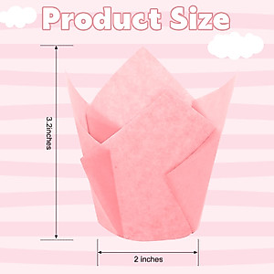 200 Pcs Tulip Cupcake Liner for Baking Pink and Blue Cupcake Liner Tulip Baking Cups Greaseproof Paper Cupcake Wrappers Baby Shower Muffin Liner for Team Girl Boy Gender Reveal Party Supplies