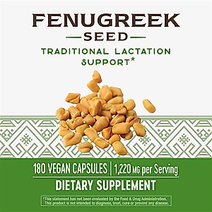 Nature's Way Fenugreek Seed 610 mg, Non-GMO Project Verified, TRU-ID Certified, Vegetarian, 180 Count, Pack of 2