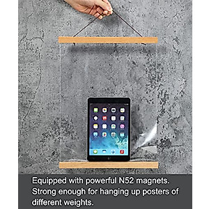 FALAMON 2 Pack Magnetic Poster Hanger Frame, 12x16 12x18 12x24 Teak Wood Magnet Poster Frame for Posters, Prints, Photos, Pictures, Maps, Scrolls, and Canvas Artwork