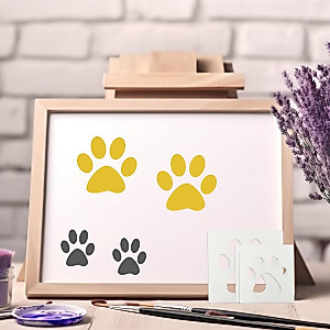 Paw Stencil, 8Pcs Large Dog Paw Stencil for Painting,Cute Bear Cat Paw Print Stencils Template Reusable Plastic Animal Paw Paint Stencil for Crafts Art Painting on Wood Paper Flag Wall Home Decor