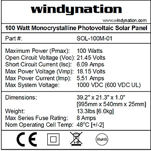 WindyNation 200 Watt Monocrystalline Solar Panel Off-Grid Kit with LCD PWM Charge Controller + Solar Cable + Connectors + Mounting Brackets