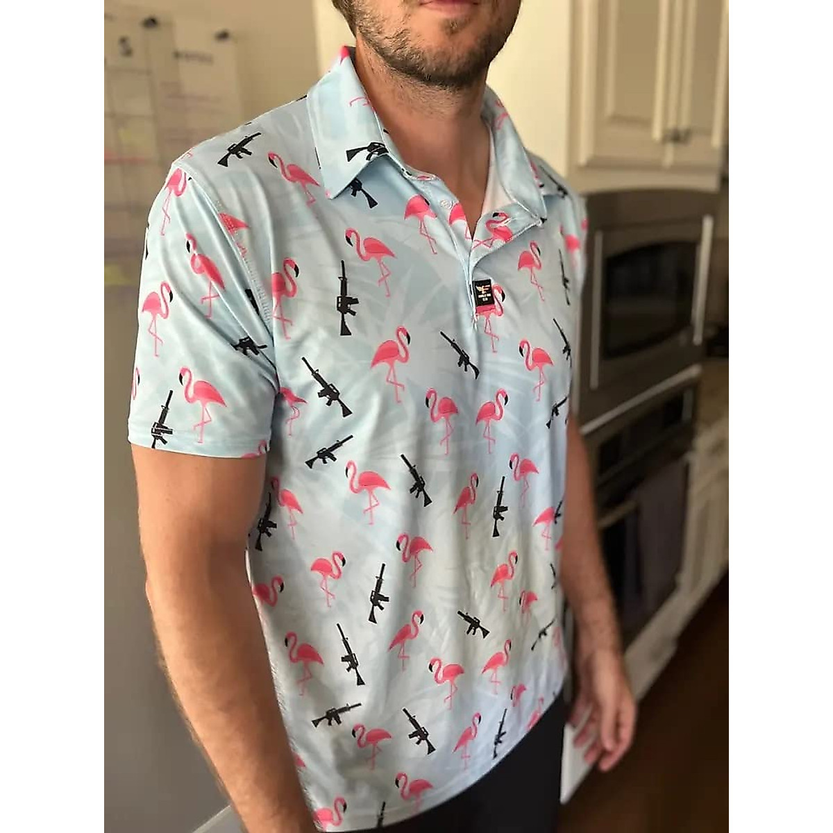 Armed Flamingo Golf Polo Shirt - 2XL