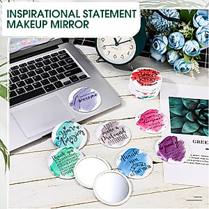 Kigley 50 Pcs Employee Appreciation Gifts Inspirational Compact Mirrors Bulk Round Pocket Mirror for Women Portable Makeup Mini Mirror for Teachers Coworker Secretaries Nurse Students