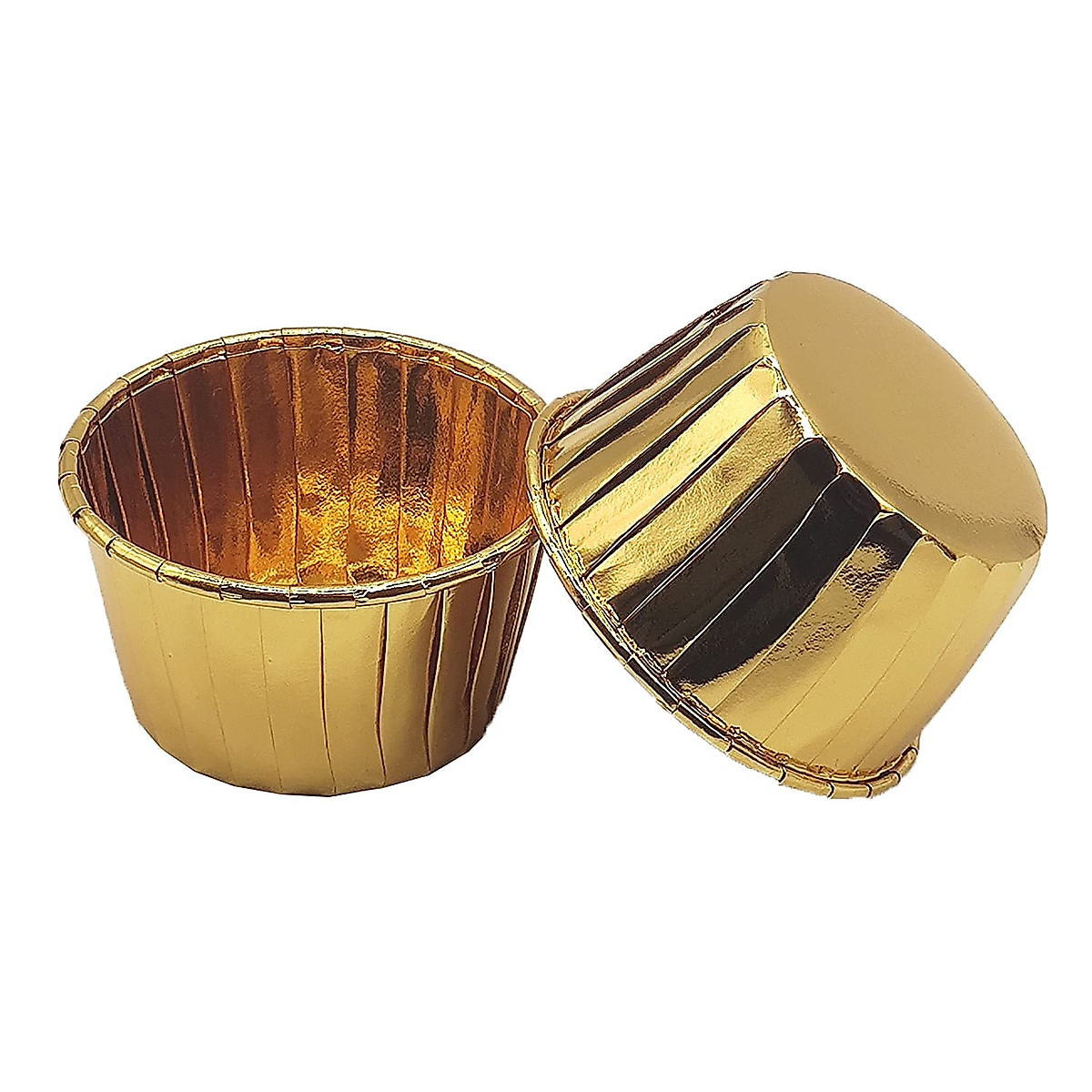 Mombake Aluminum Foil Standard Muffin Cupcake Liners, Disposable Baking Cups with Vibrant Color for Party Celebration, Gold 50-Count