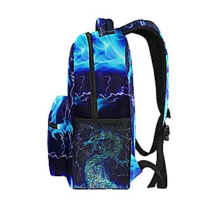 Blue Dragon Backpack Cool Lighting Bookbag for Kids Teen Girls Boys Back to School Gifts for 2nd 3rd 4th 5th 6th Grade