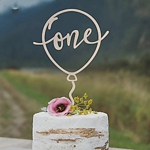 Wooden One Cake Topper - 1st Birthday Cake Topper Decoration Supplies, Suitable for Baby Shower Favors, Baby First Birthday Party or Baby Photo Booth Props (Style A)