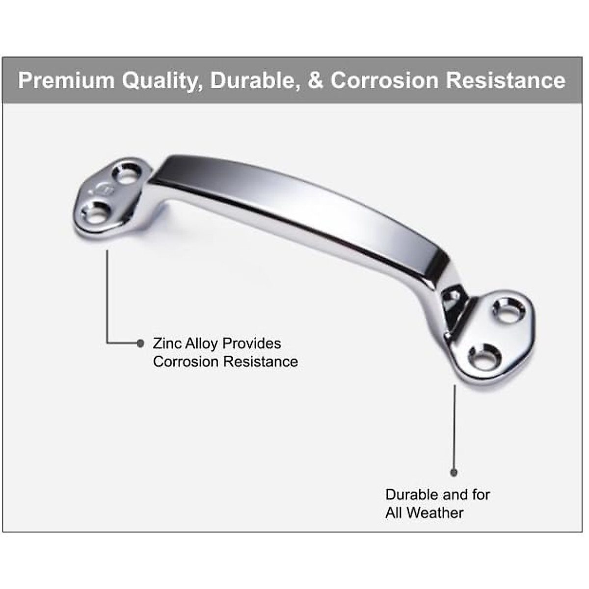 HighGround Product | 2X Heavy Duty Chrome Plated Grab Handle w/ 4 Rubber gaskets, for Trucks, Trailer, Camper Door Pull for Home, Shed, Barn Door, Cabinet