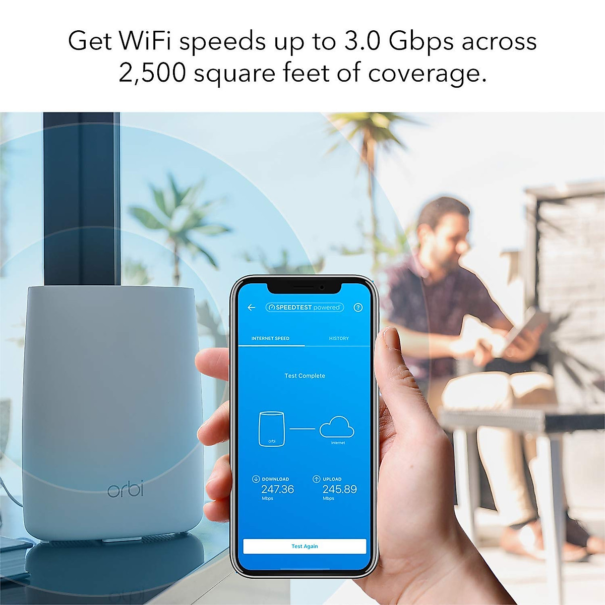 NETGEAR Orbi Home AC3000 Tri-Band WiFi Satellite Extender - RBS50-100NAS (Renewed)