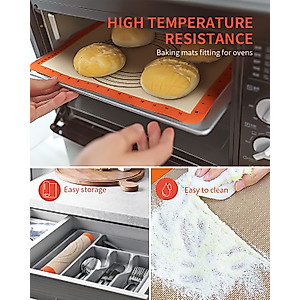 ANYLION Silicone Baking Mat, 4 Packs for Non-Stick Silicone Mats for Baking, BPA Free Pastry Mat with Measurements Silicone Mat for Cookies, Pastry & Macarons