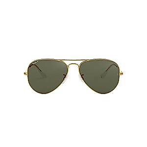 Ray-Ban RB3025 Classic Aviator Sunglasses, Gold/Green Polarized, 58 mm