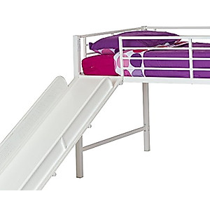 DHP Junior Twin Metal Loft Bed with Slide, Multifunctional Design, White with White Slide