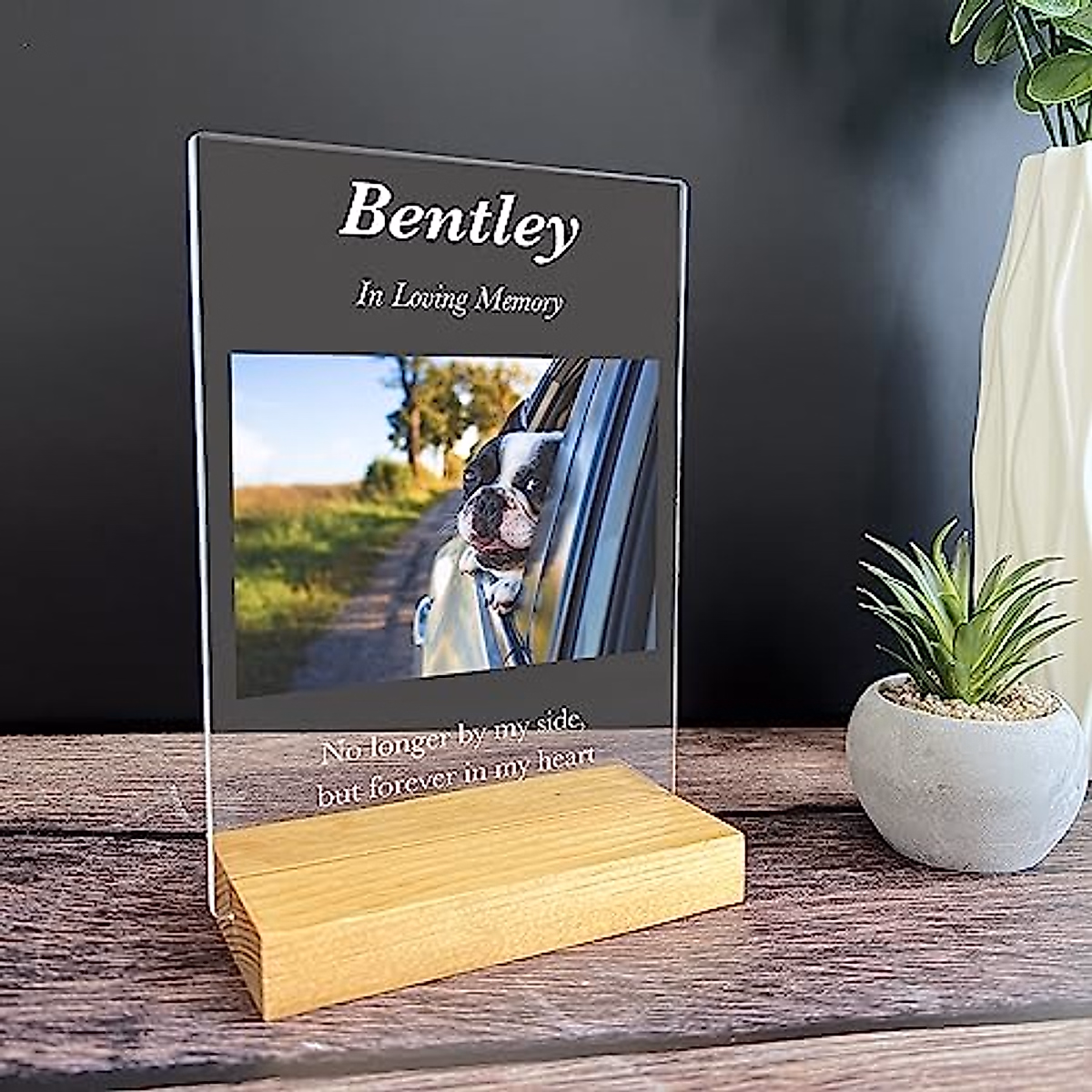 Custom Any Names Words & Picture Personalized Photo Frame Stand Bereavement Gift Sympathy Memorial Decor Sign Funeral In Loving Memory of Loved One Condolence Remembrance Loss Pet Owner Parent Dog Cat Lover