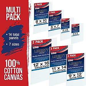 U.S. Art Supply Rectangular Variety Assortment Professional Artist Quality Acid Free Canvas Panels 14-Total Panels (2-EA: 12x16, 11x14, 9x12, 8x10, 5x7, 4x6, 3x5)