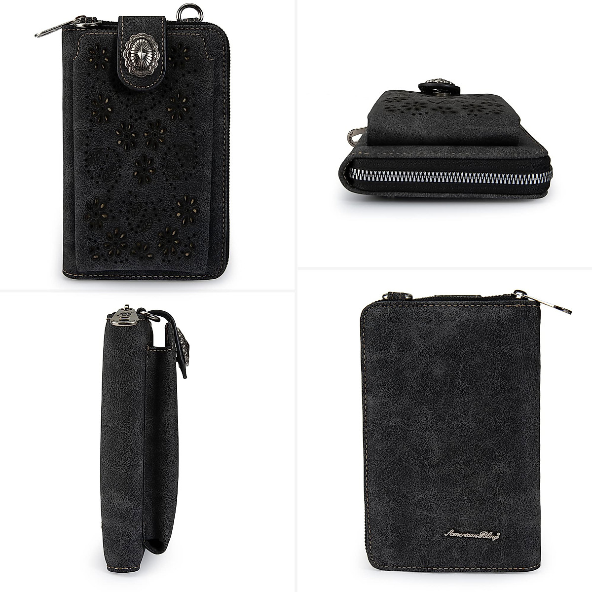 Montana West Crossbody Cell Phone Purse For Women Western Style Cellphone Wallet Bag Travel Size With Strap PHD-120BK