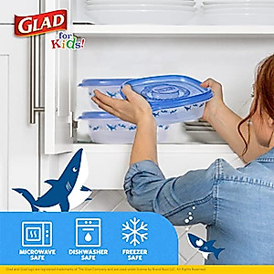 Glad for Kids Sharks GladWare Medium Lunch Square Food Storage Containers with Lids | 25 oz Kids Food Containers with Shark Design, 5 Count Set | Airtight Food Storage Containers for Food