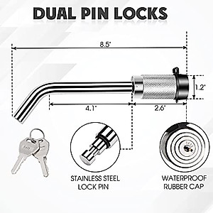 FULLHAUL Adjustable Trailer Hitch Ball Mount with Forged Aluminum Shank, Fits 2" Receiver, 6" Drop/Rise Hitch, 1-7/8"&2"&2-5/16" Combo Tow Balls with Double Pin Key Locks, GTW of 7,500 lbs