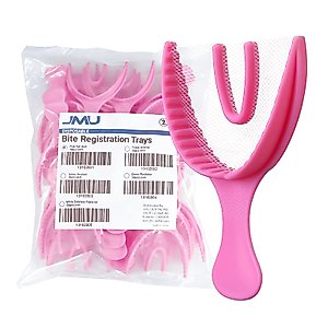 JMU Full Arch Bite Registration Trays 30 Pcs, Disposable Dental Impression Trays for Teeth Modes Pink