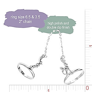 Spinningdaisy Love You Double Finger Slave Chain Ring (Silver-plated-base)