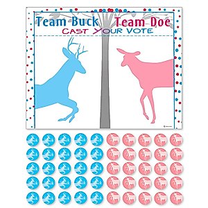 PROLOSO Baby Shower Gender Reveal Voting Board Team with Pink & Blue Stickers (Buck or Doe)