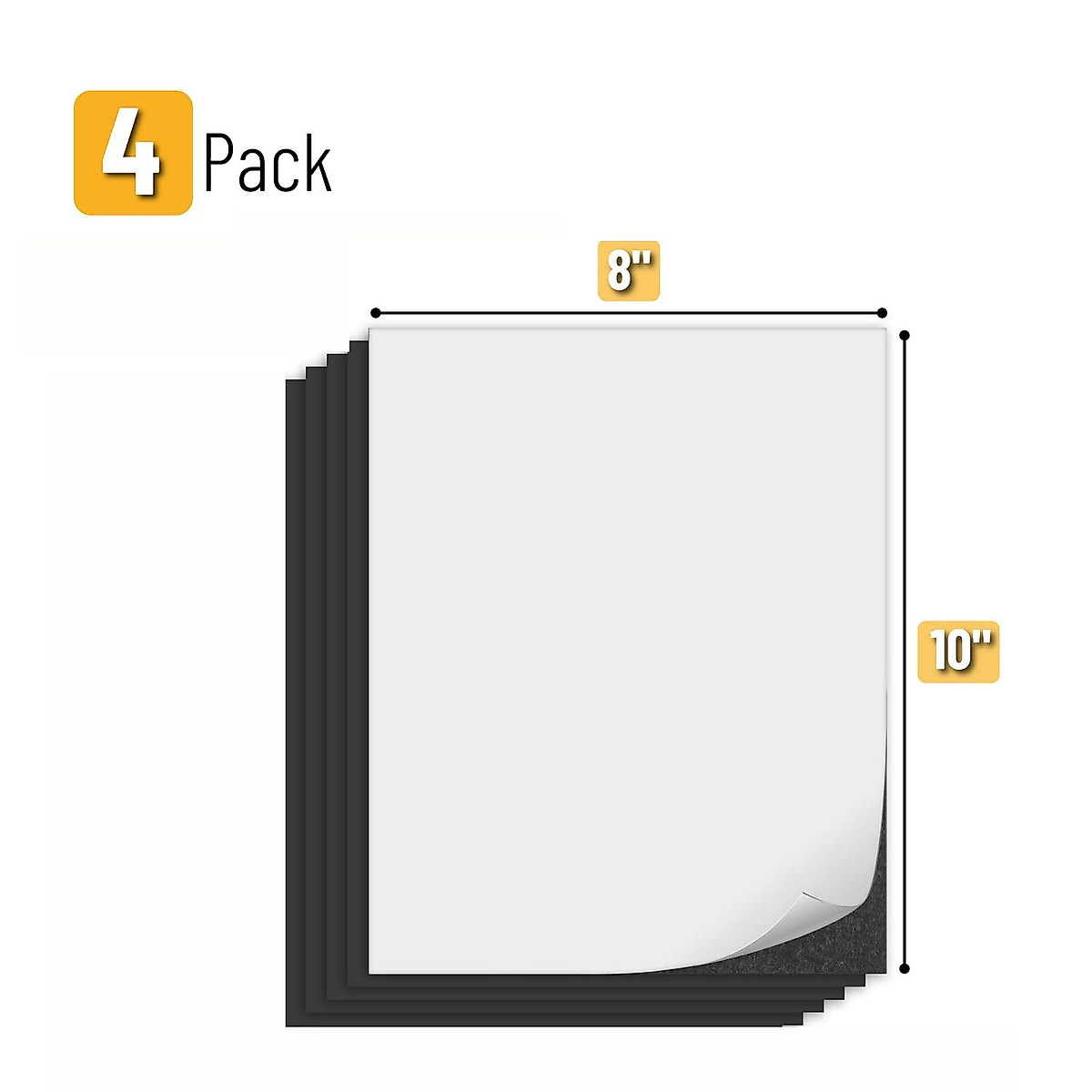 Mr. Pen- Adhesive Magnetic Sheets, 8" x 10", 4 Pack, Magnetic Sheet, Magnetic Paper, Magnet Paper Sheets, Magnetic Sheets with Adhesive Backing, Flexible Magnetic Sheet, Photo Magnets, Magnet Sheet