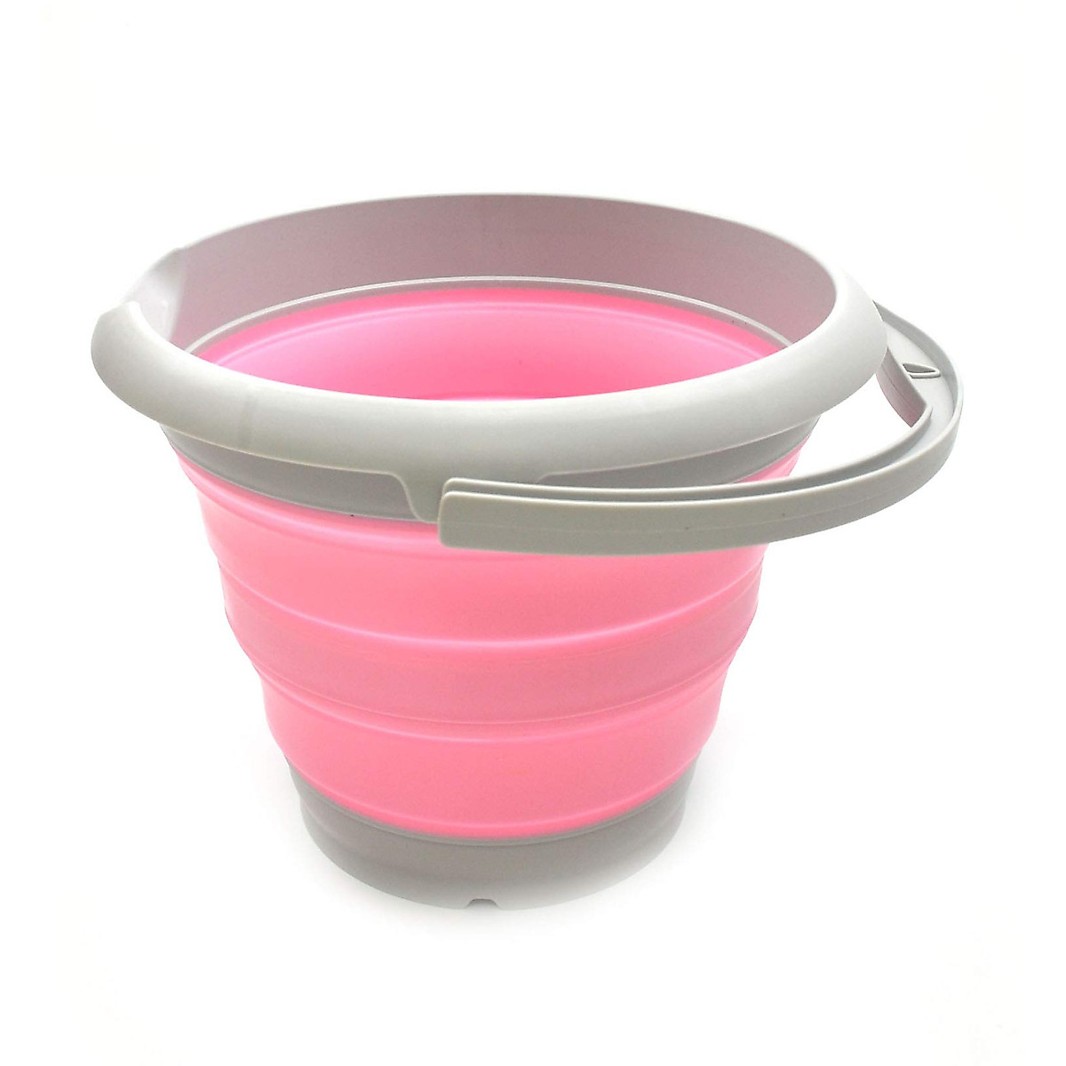 SAMMART 3 pcs. 5L / 1.32 gallons Collapsible Plastic Bucket (5L Round Set of 3, Bright Green+Bright Blue+Pink)