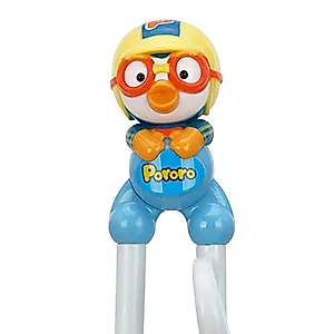 Pororo Kids Training Chopsticks for Toddler - Edison Non-Slip Right-handed Baby Training for Beginners with Silicone Rings 3 years and up (Pororo)