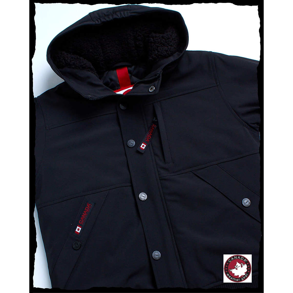 CANADA WEATHER GEAR Boys Winter Jacket - Heavyweight Softshell Bomber Parka Ski Coat (8-20), Size 10-12, Black